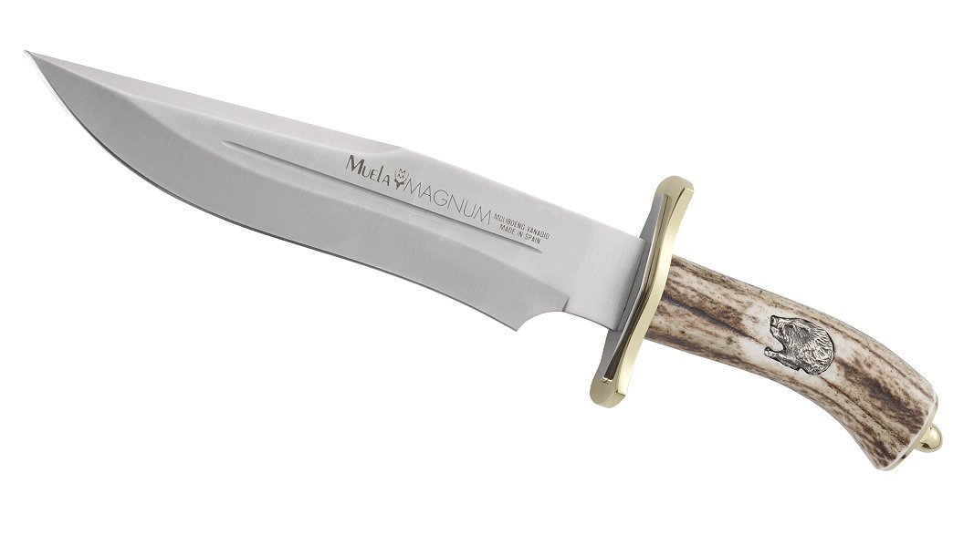 MUELA MAGNUM-23 Genuine Red Stag Horn Handle Hunting Knife with Leather Sheath