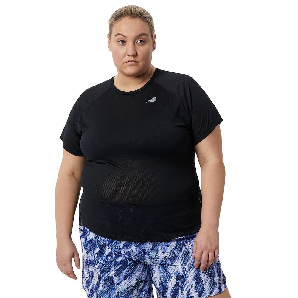 New Balance Women's Impact Run Short Sleeve, Black, Small
