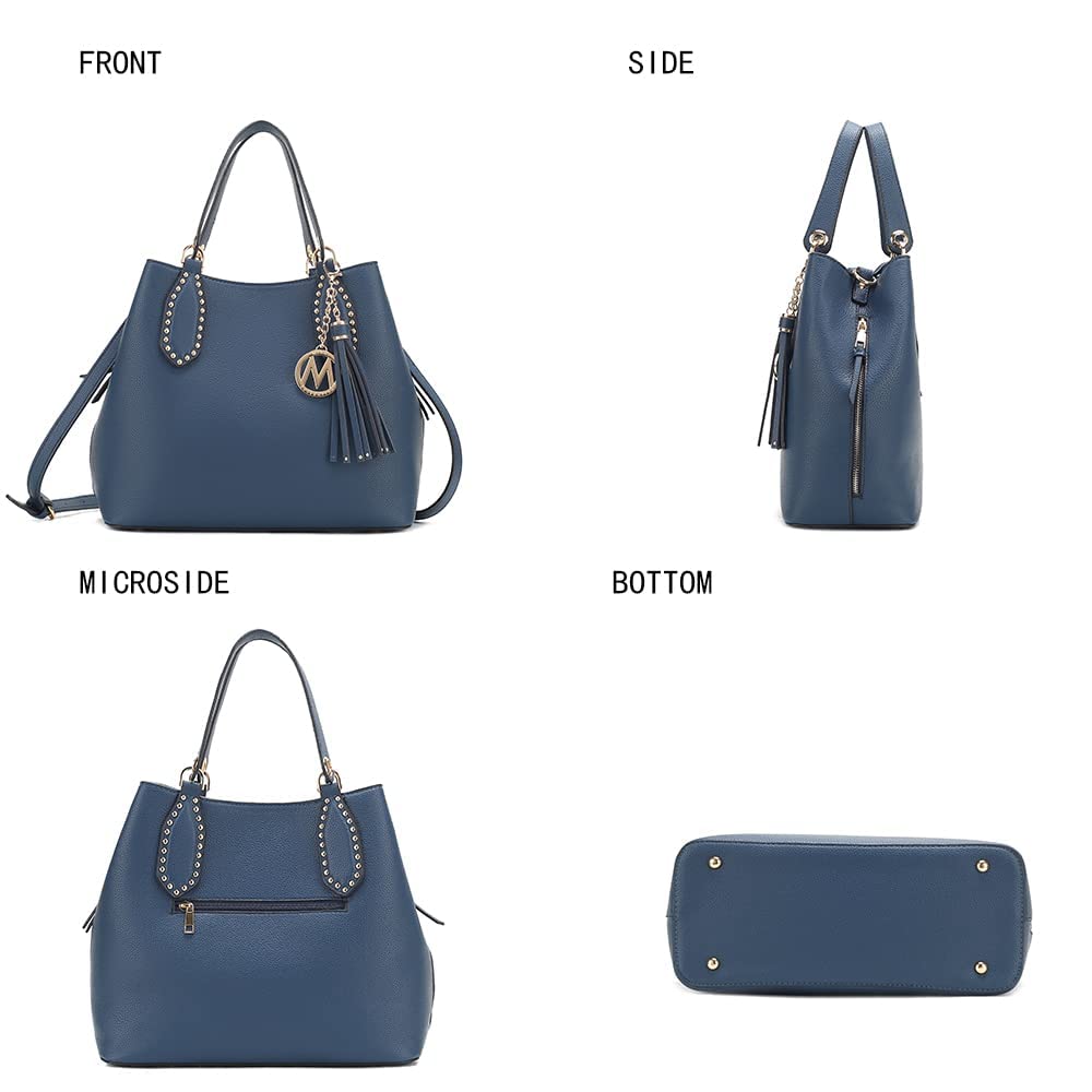 MKF Collection Hobo Bag for Women, Vegan Leather Tassel Shoulder Bag Handbag Purse, Double Handle Crossbody bag by Mia K