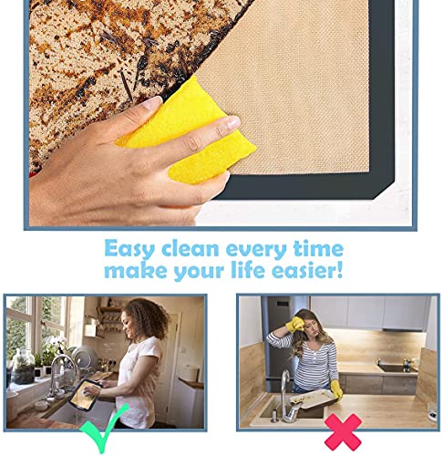 Silicone Baking Mat Set Rolling Pin Non Stick Dough Baking Sheet Pastry Mat Set for Cookie Macaroon Pizza Heat Resistant Non Slip Silicone Food Grade Sheets Mats Reusable Food Safe Liners