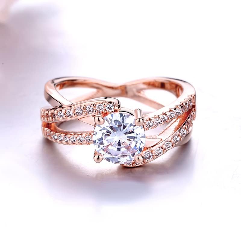 Metmejiao 18K Rose Gold Plated CZ Crystal Square Simulated Diamond Engagement Ring Promise Rings for Women (US Code 9)
