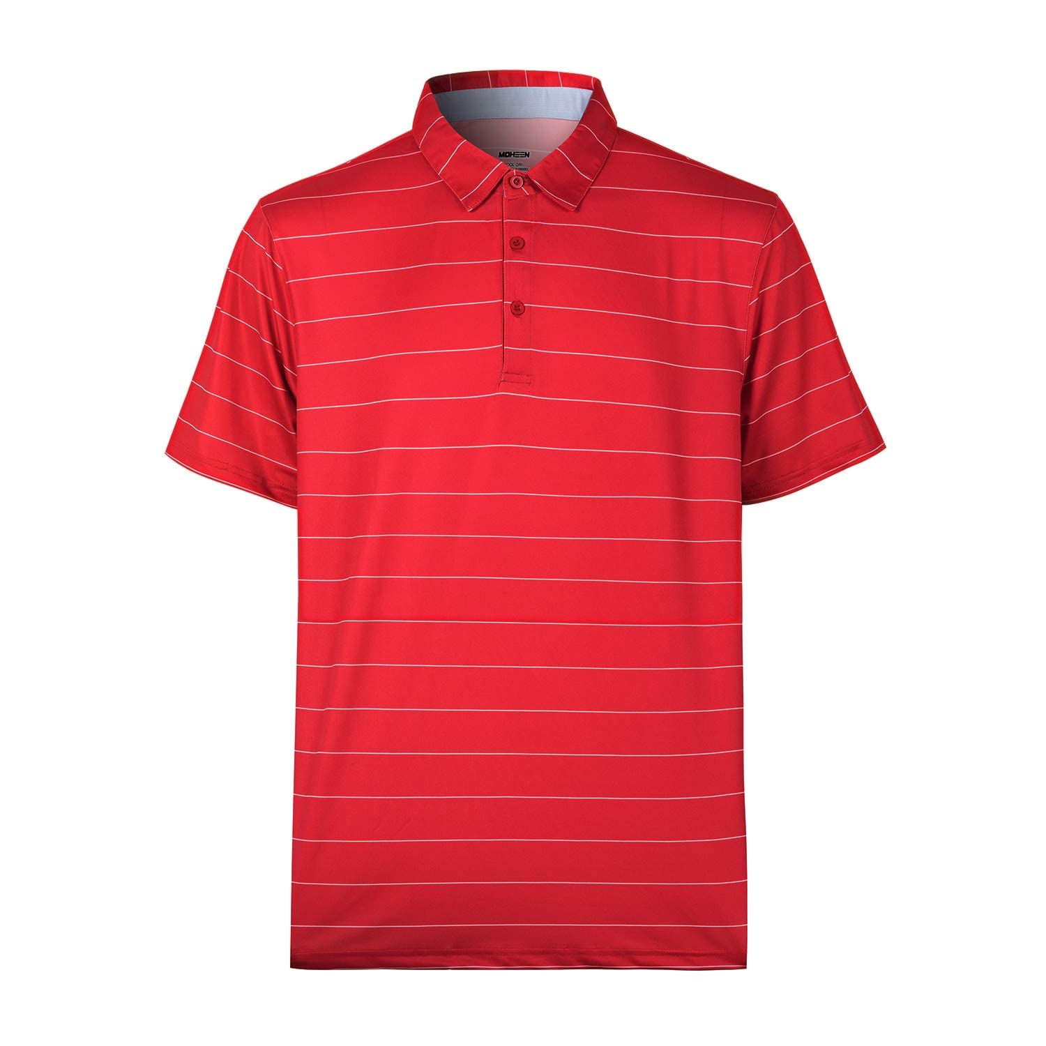 Men's Short Sleeve Quick Dry Slim Fit Golf Polo Shirt Caaual Striped Regular Fit T-Shirt Red 4XL