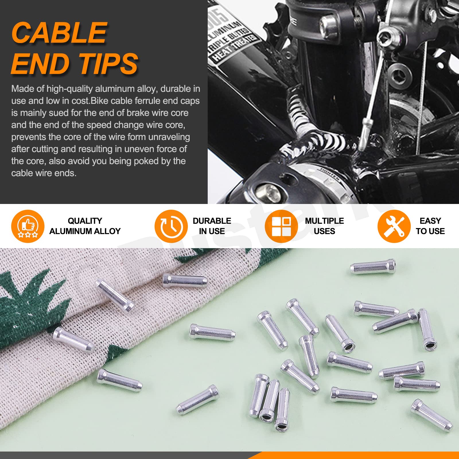 Rustark 102Pcs Bicycle Cable Puller, Bike Cable and Housing Cutter and Bicycle Brake Cable Crimps End Tips Tool Kit for Road Mountain Bicycle Cable Brake Repair