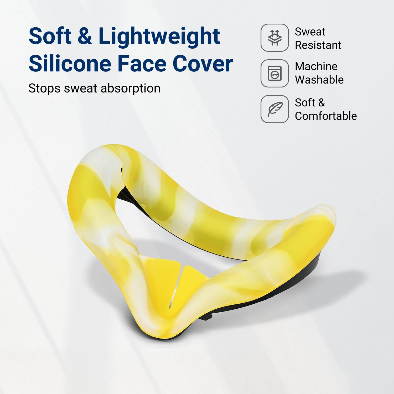 TNP VR Face Cover and Eye Cover for Meta Oculus Quest 2 Face Cushion with Nose Light Blocker - Sweat Guard Silicone Cover for Oculus Quest 2 Face Pad, Cloudy Yellow