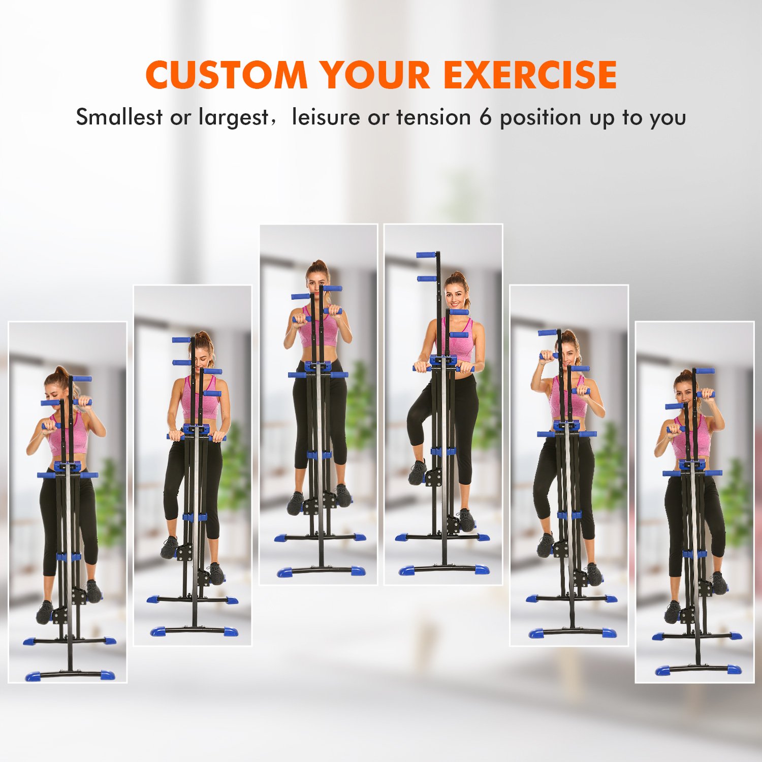 Stair Climber Machine Folding Climbing Exercise Machine Vertical Climbing Exercise Machine for Home Gym Fitness (Blue)