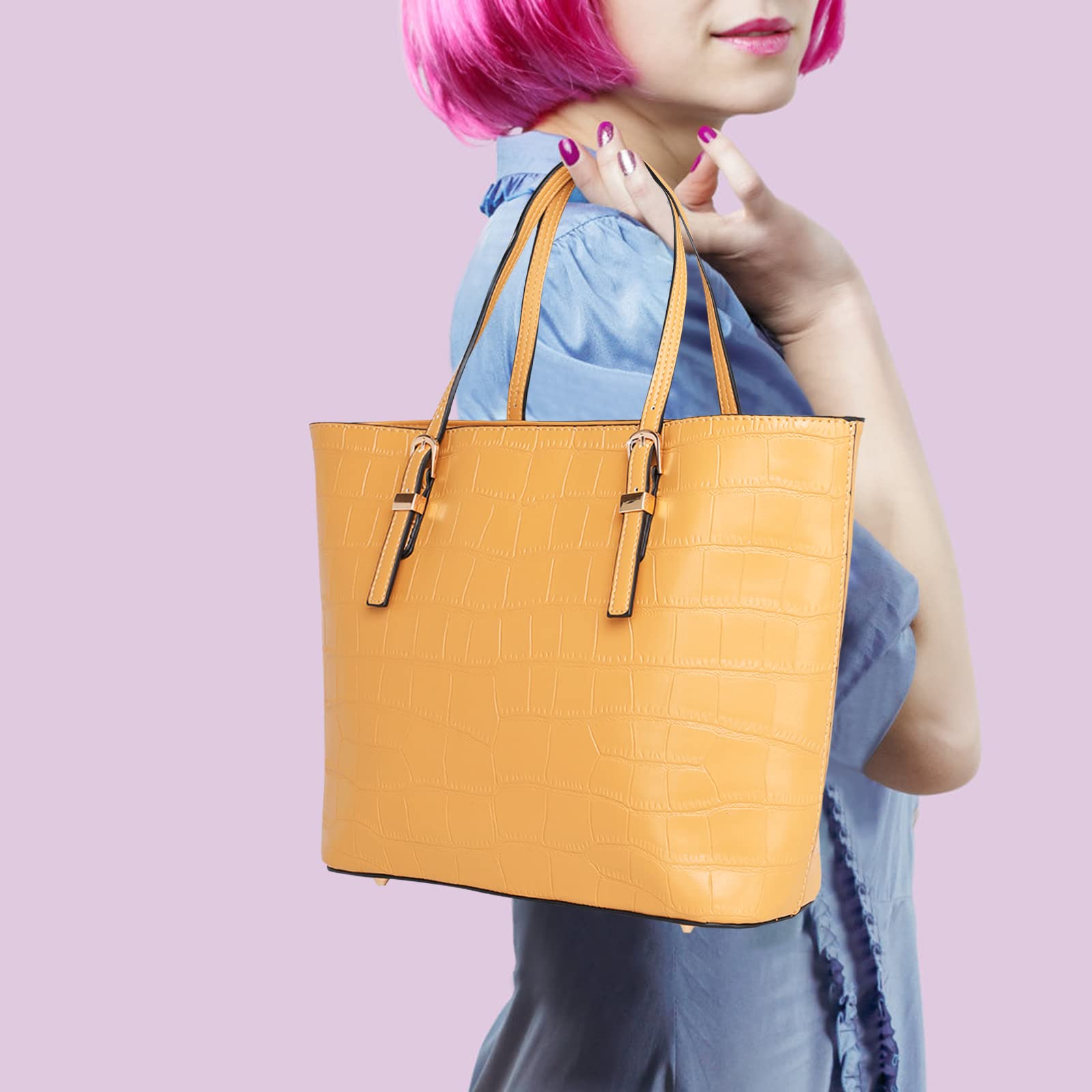 Montana West Handbags Crocodile Pattern Purses for Women Tote Bag Top-Handle Pu Leather Shoulder Bags B2B-MWC-027KH