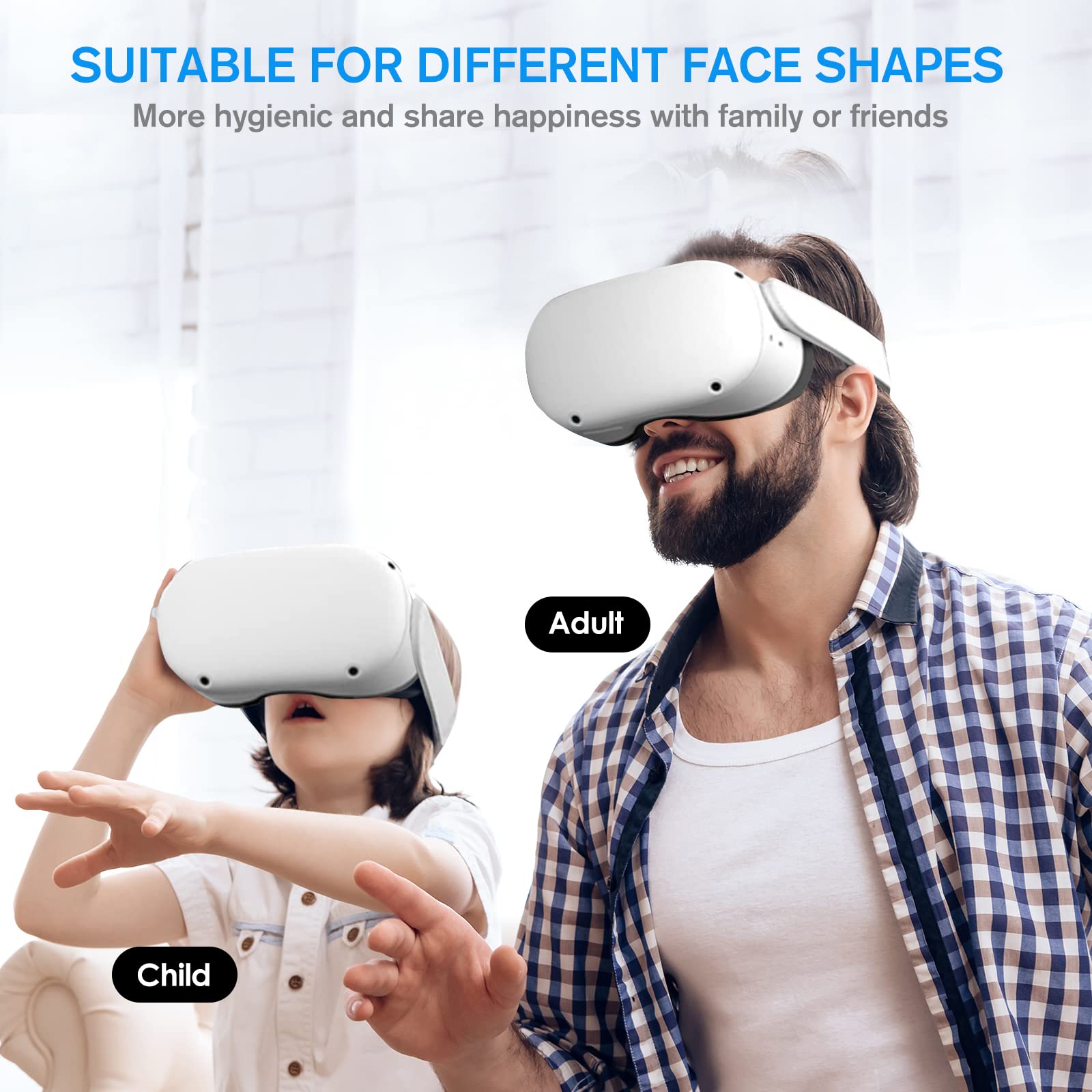 SUPERUS Facial Interface for Oculus/Meta Quest 2 with 2 Customized Face Cushion Foam Pad Replacements, Anti-Light Nose Pad, Lens Protector, and Glasses Spacer Comfort 7-in-1 Accessories Kit (Black)