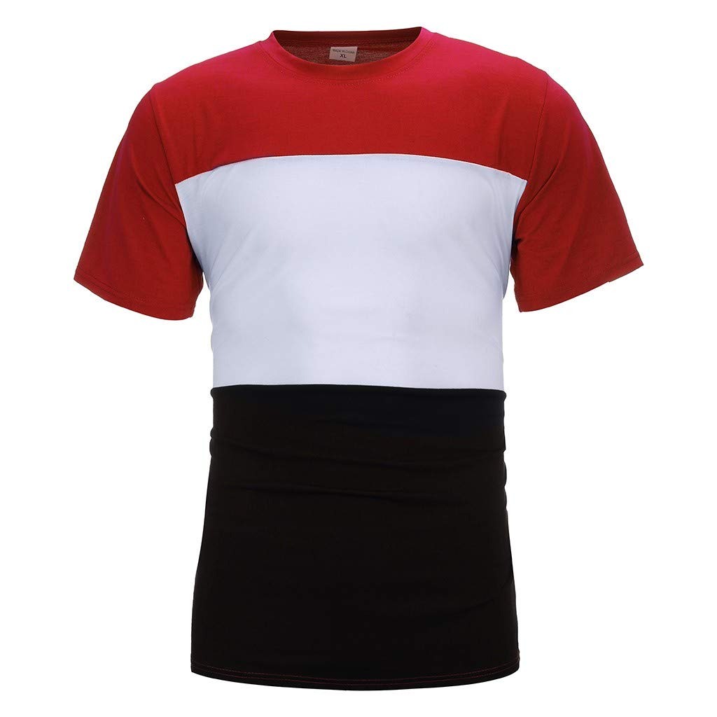Mens 2 Piece Outfit Sport Set Short Sleeve Summer Leisure Casual Short Thin Sets Red
