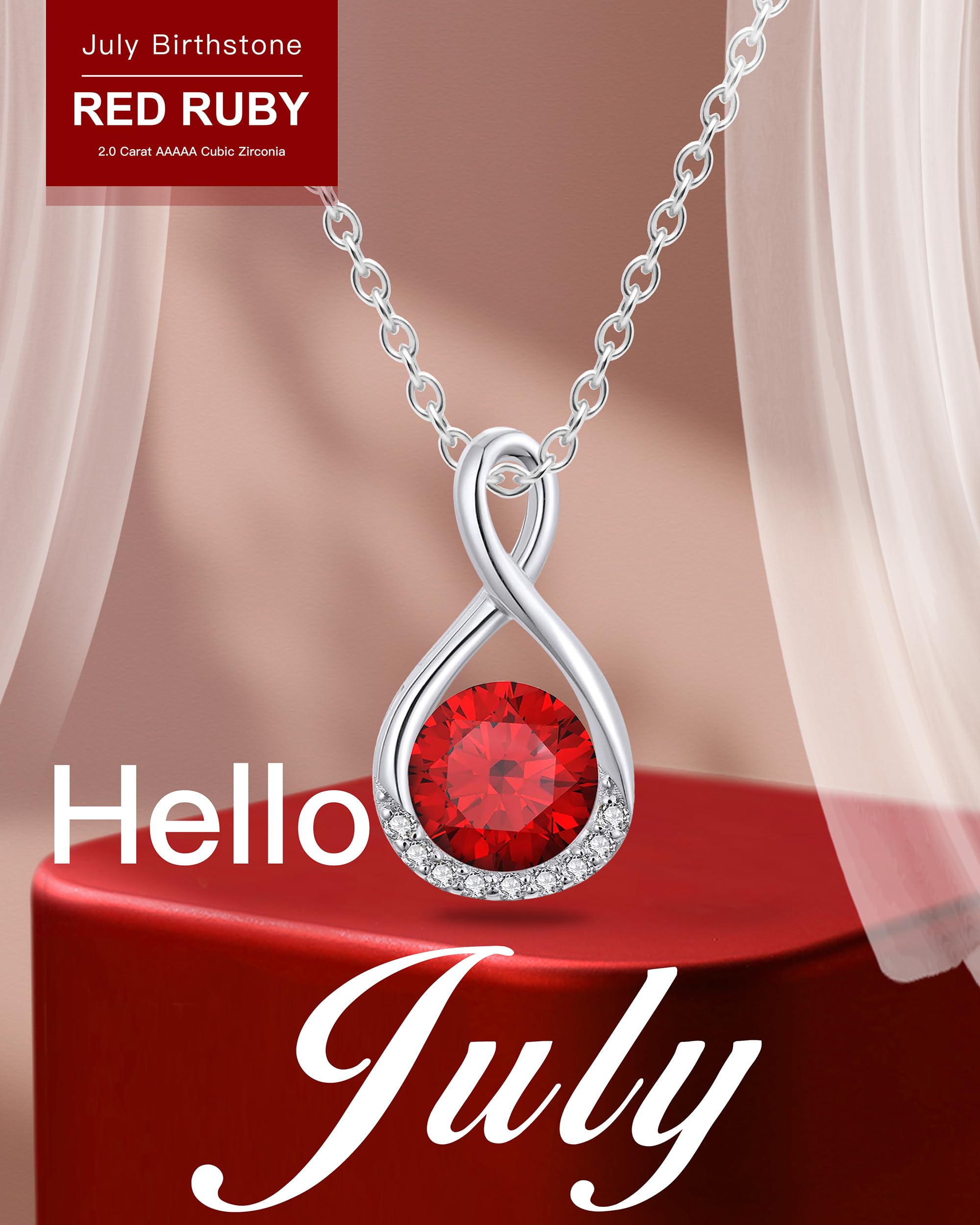 MIDDLUX Infinity Birthstone Necklaces for Women Girl, Stainless Steel, Cubic Zirconia