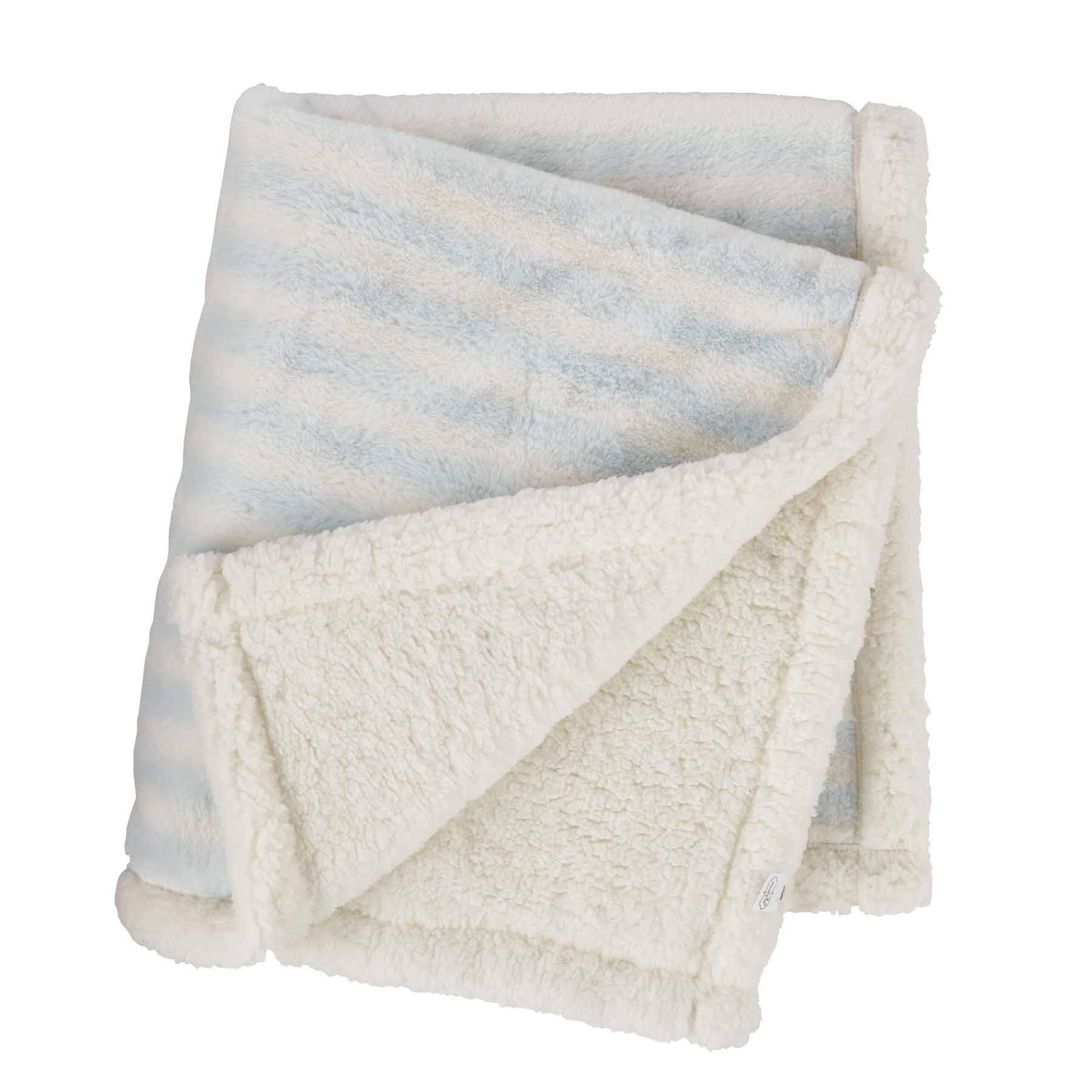 Mud Pie Blue Baby Blanket, Striped Faux Fur