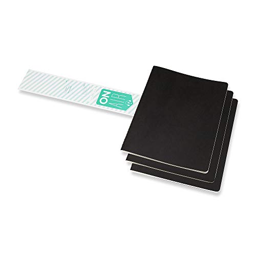 Moleskine Art Cahier Music Notebook, Soft Cover, XL (7.5" x 9.5") Pentagram, Black, 80 Pages (Set of 3)