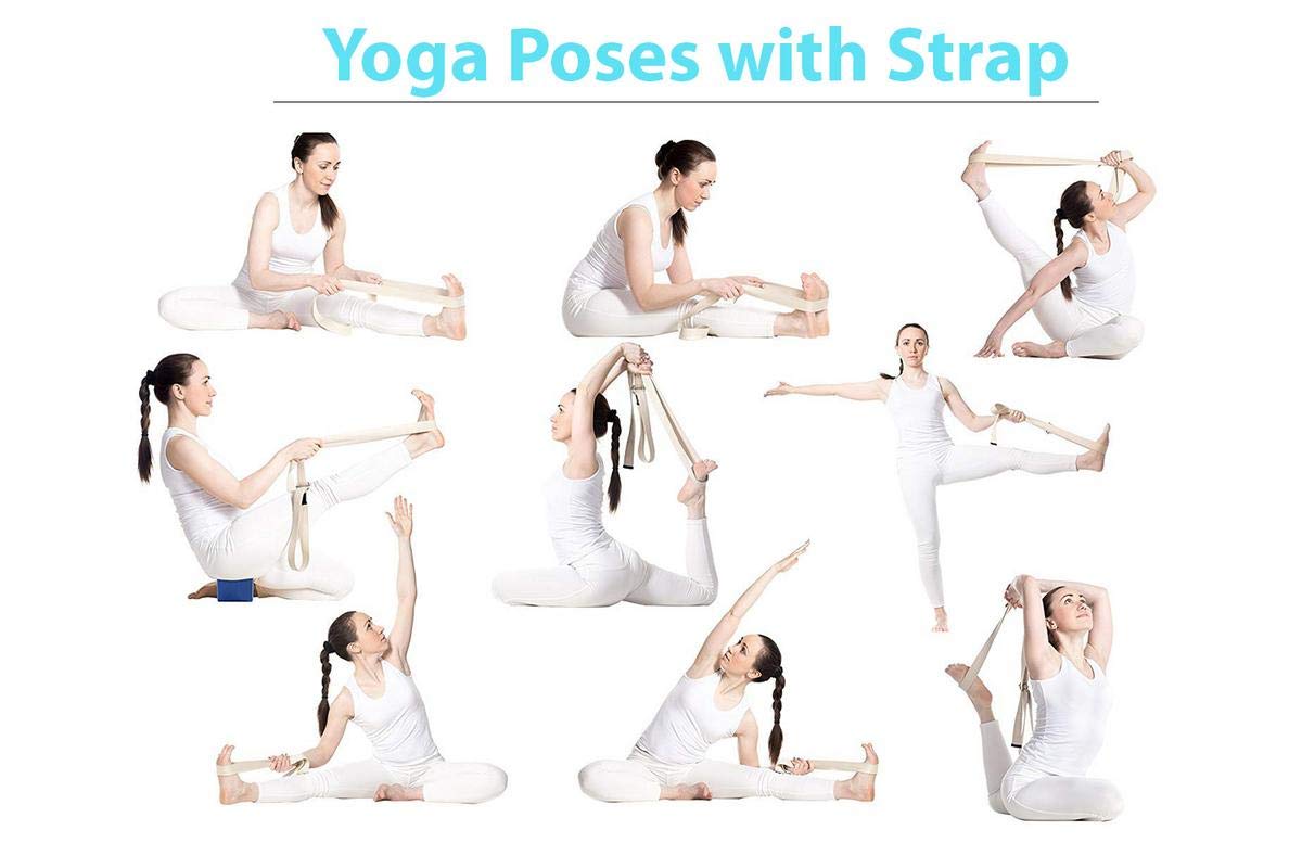 Marine Pearl 8 ft Anti Skid Yoga Strap Belt For Stretching Exercise with D-Ring Buckle/Durable Heavy Duty Cotton/Anti Sweat/Increases Flexibility