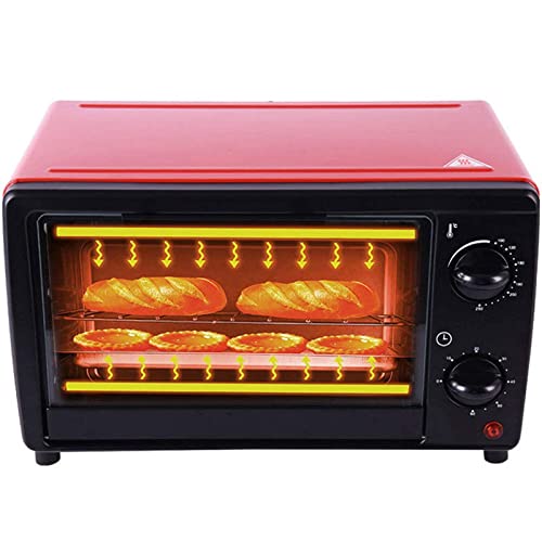 Multi Function Electric Oven,Household 12L Air Fryer Mini Chicken Oven, High Temperature Baking Mini Cake Oven with Bakeware and Rack Red (Red) (Red)