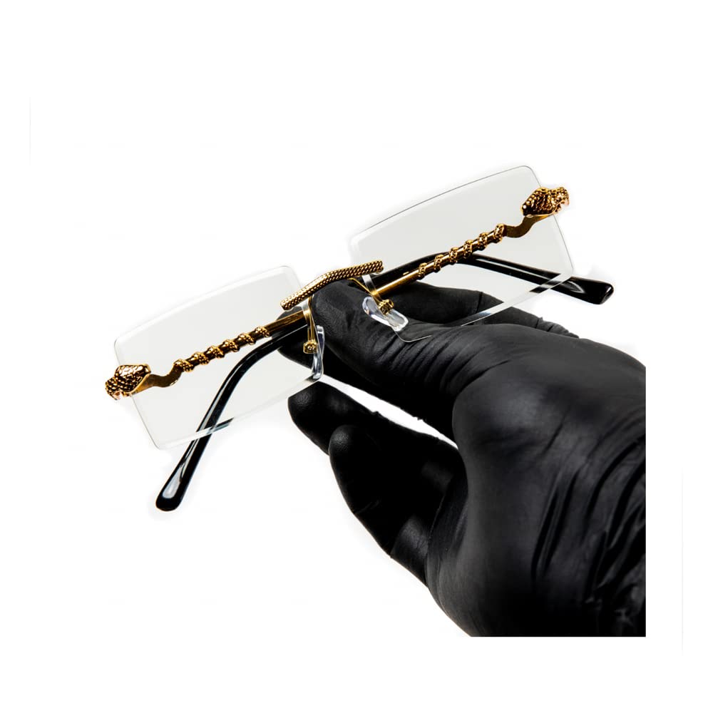 Street Knitted Men's Gold Frame King Snake Rimless Clear Lens Hip Hop Luxury Glasses