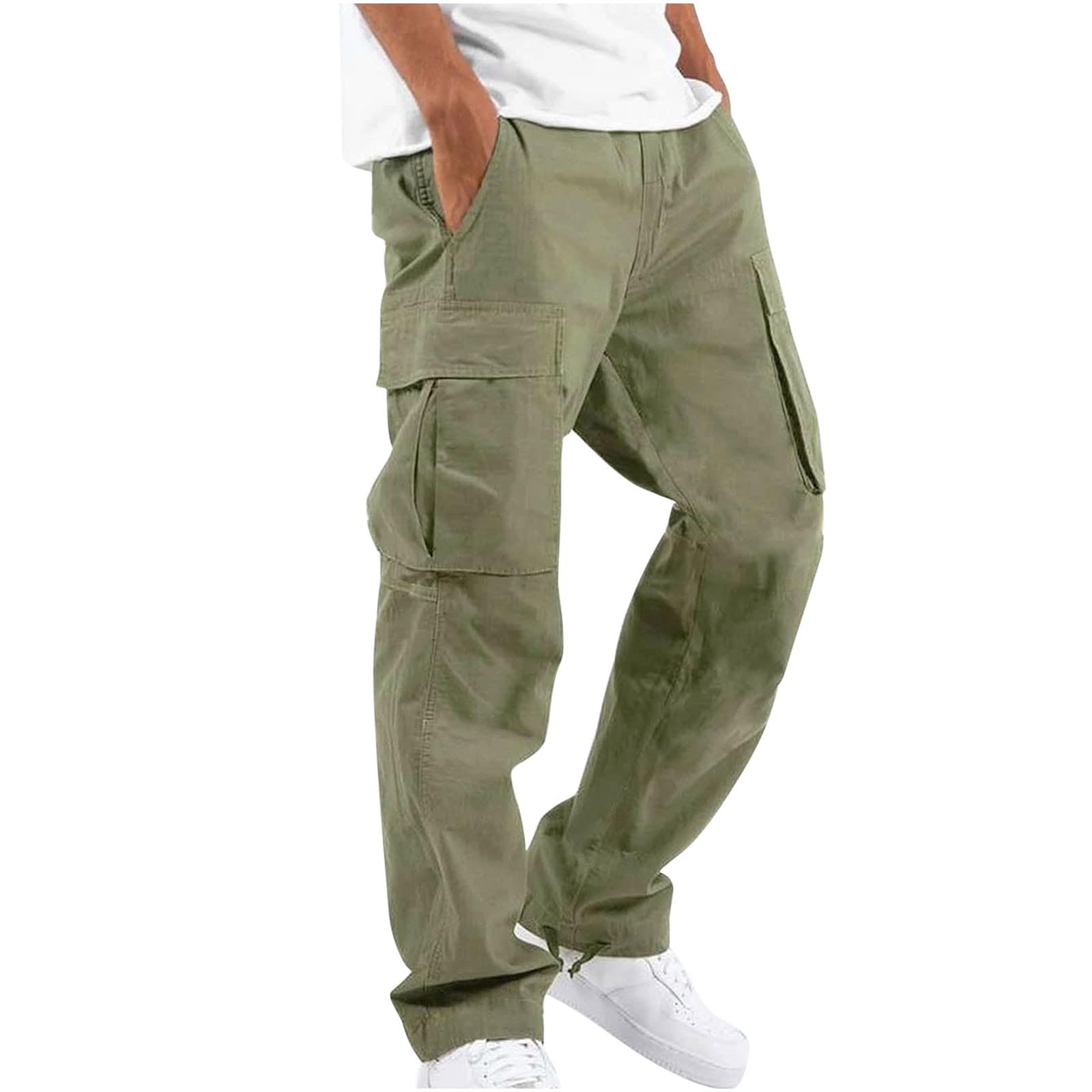 Men's Tactical Cargo Joggers Pant Sport Work Sweatpants Tapered Athletic Cargo Trousers Utility Pants with Zip Pockets