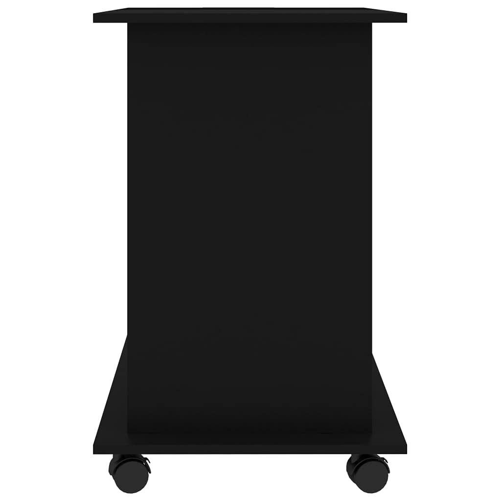 Modern Computer Desk,Small PC Laptop Table Writing Desk,31.5" Inch Mobile Rolling Portable Student Desk,with Smooth Keyboard Tray,Wheels and Bottom Shelves for Home Office Workstation,Black