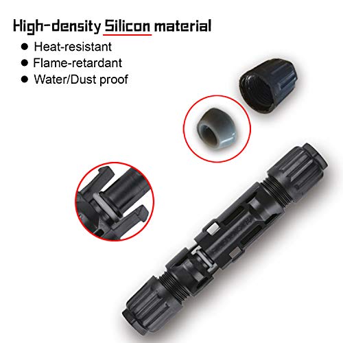 Witproton Solar PV Connector IP68 1500V 40A Hollow Tinned Copper Terminal Black 5 Pairs (2.5mm2~6mm2 (14AWG~10AWG))
