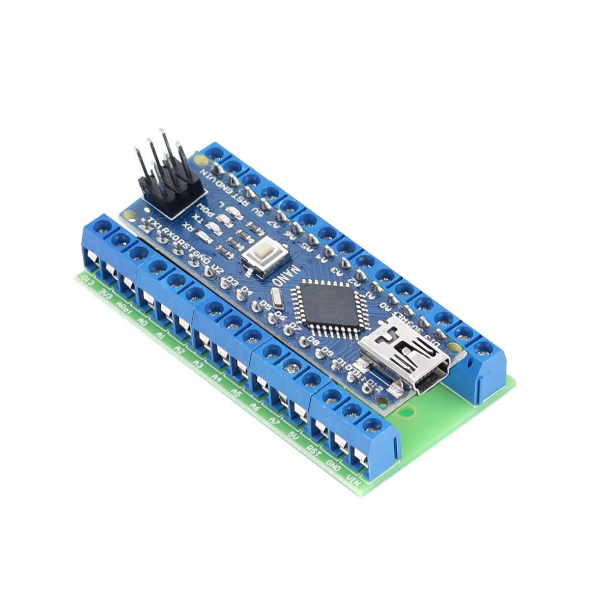 MakerFocus 5pcs Nano V3.0 AVR Atmega328P-AU Adapter, Nano Terminal Adapter Shield Expansion Board for Ar duino Nano V3.0 AVR Atmega328P-AU Module