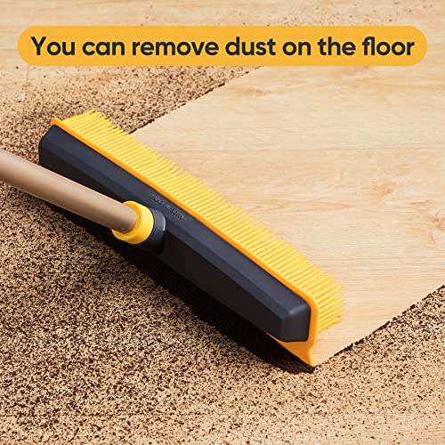 Yocada Pet Hair Removal Rubber Broom with Squeegee 2 in 1 Floor Brush Telescoping for Sweeping Hardwood Floor Tile Low Carpets Rugs Undercoat Carpets Bathroom Living Room Kitchen 53"
