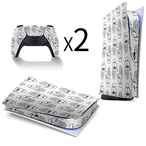 Vintage Hands with All Seeing Eye Full Protective Skin Cover Design Wrap Decal Sticker Compatible with PS5 Digital Edition Console and Controller