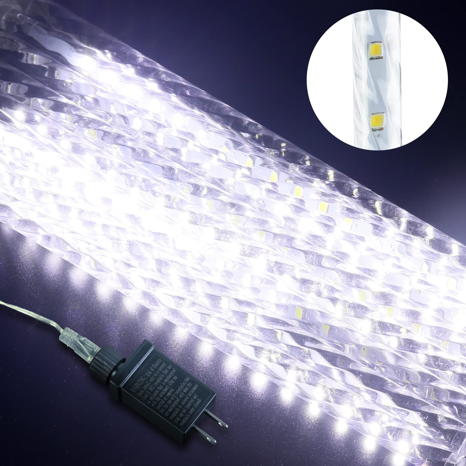 PATOMOS Meteor Shower Lights, White Meteor Lights, 30cm 8 Tubes 288 LED Falling Rain Lights, LED Raindrop Lights for Trees, Christmas, Outdoor Decoration
