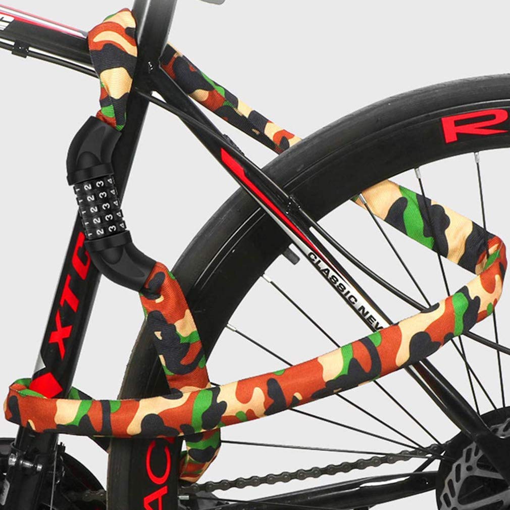 RXLLSY Bicycle Anti-Theft Code Lock, Battery car Lock, Portable Five-Digit Code Chain Lock, Cycling Accessories (150CM Long)
