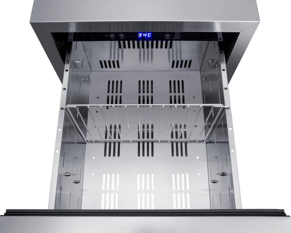 Summit Appliance ADRD18 18" Wide ADA Compliant 2-Drawer All-Refrigerator in Stainless Steel with Panel-Ready Drawer Fronts, Digital Thermostat, Frost-free Defrost, Digital Display