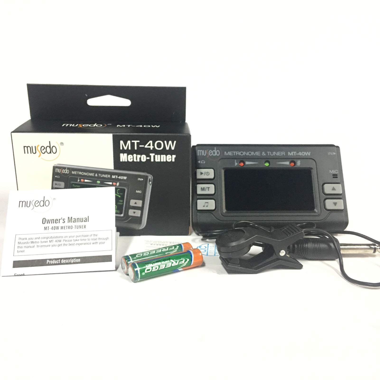 Musedo MT-40W 3-in-1 Digital Wind Instrument Tuner Metronome Tone Generator for Chromatic, Sax, Flute, Clarinet, Windwood. Battery Included (Black)