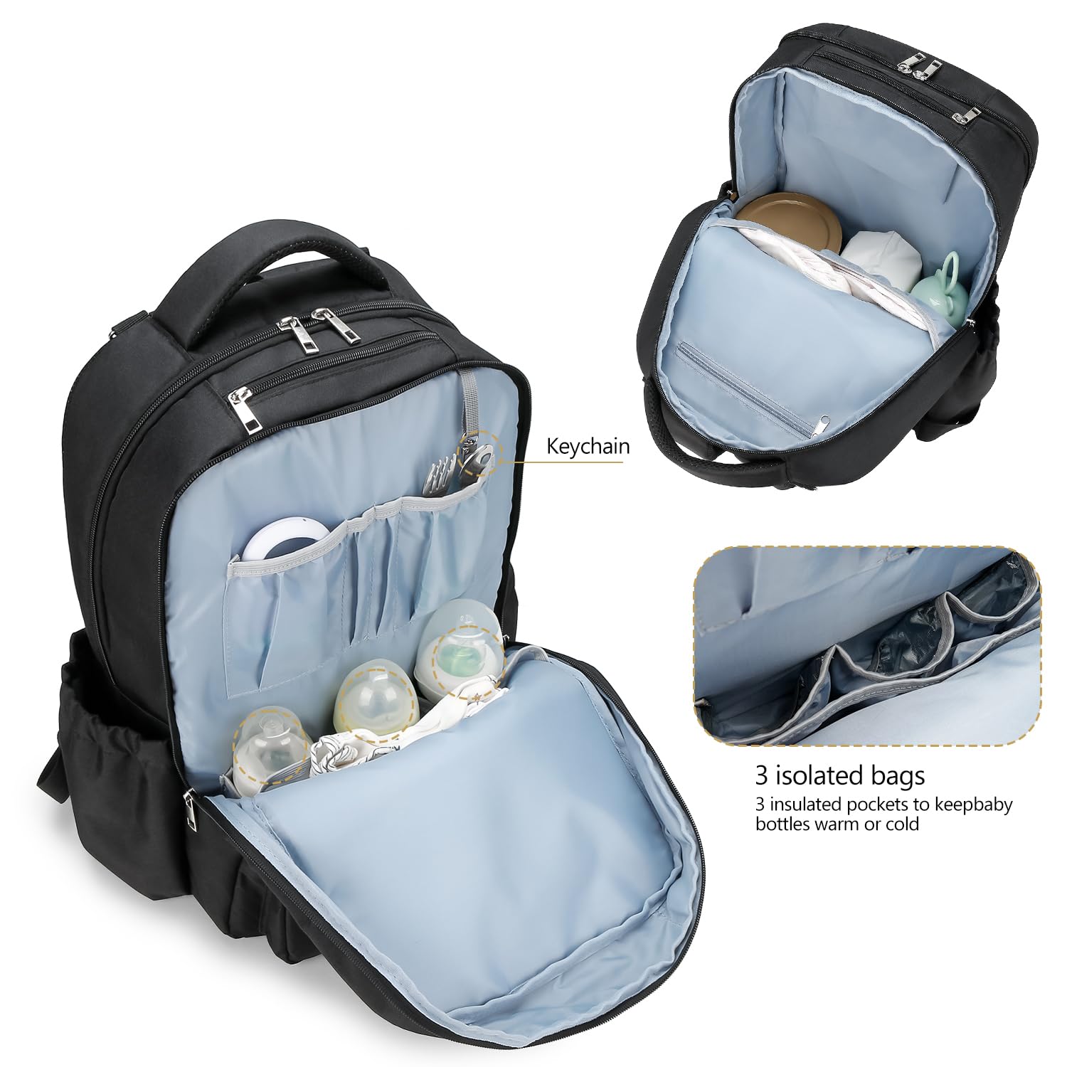 MOMIGO Baby Diaper Backpack - Large Capacity Nappy Bag with Stroller Straps and Insulation Pockets (Dot)