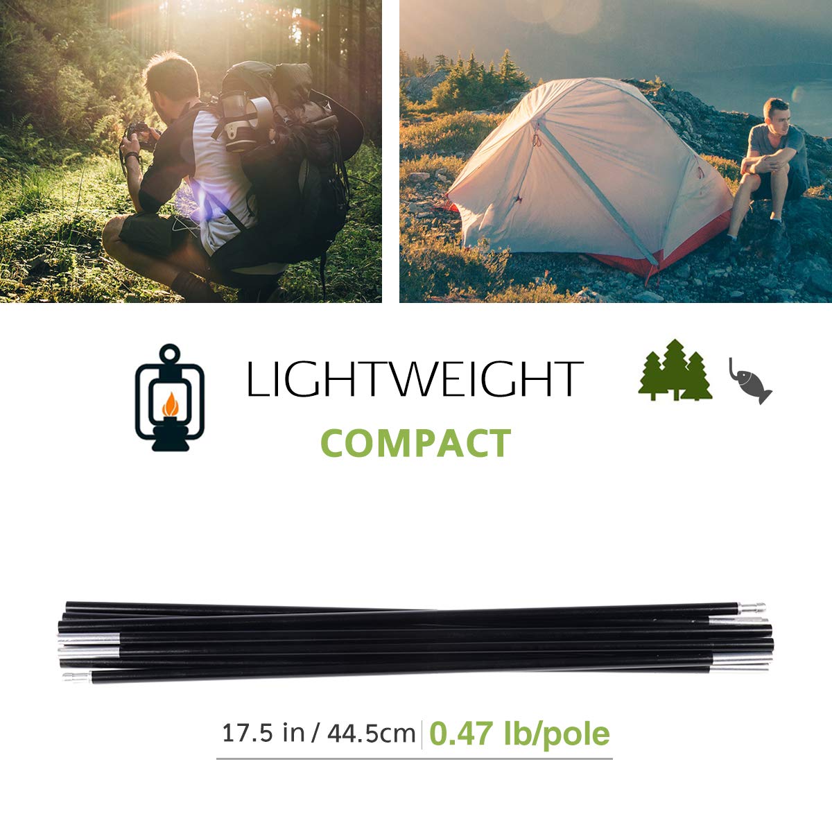 Mavelovs Tent Poles Replacement 12ft, Non-Assembled Lightweight Aluminum Alloy 7001 T6 Heated Tent Pole, Tent Pole Repair Kit Outer Diameter 0.33β 8.5mm 1 Pole Pack