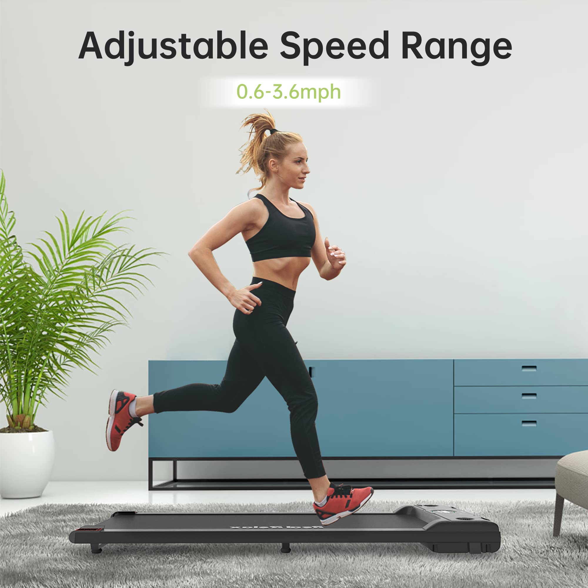 Real Relax Under Desk Treadmill, Portable, Slim Walking Pad Space Saving Motorized Treadmill for Home Office Workout, No Installation Required
