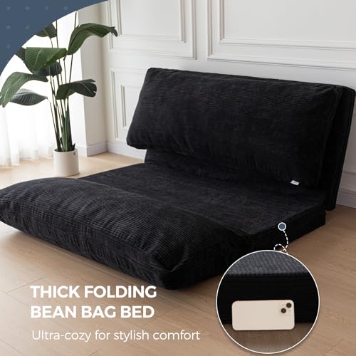 MAXYOYO Bean Bag Bed Folding Sofa Bed, Black