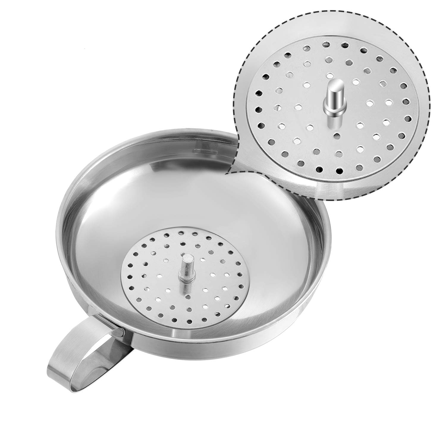Shappy 5 Pieces Stainless Steel Funnels Set Canning Funnel Fine Mesh Strainer Mesh Filter Compatible with Wide and Regular Narrow Mouth Mason Jar