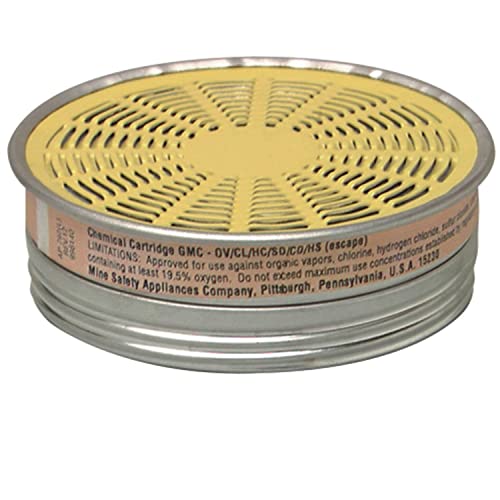 MSA 464046 Comfo Respirator Cartridge - Organic Vapor/Acid Gas (GMC: OV, CL, SD, CD, HC, HS), Quantity: 10 per pack, Chemical and Combination Air-Purifying Respirator Cartridge