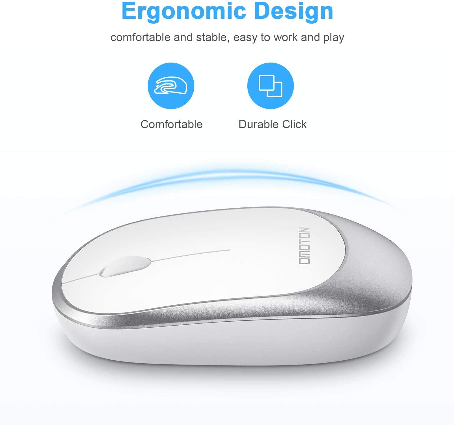 OMOTON Bluetooth Mouse for Mac, Wireless Mouse for MacBook Air/Pro, Silent Mouse for MacBook, iPad, iPad Pro, Laptop, Computer, PC, Notebook, Silver