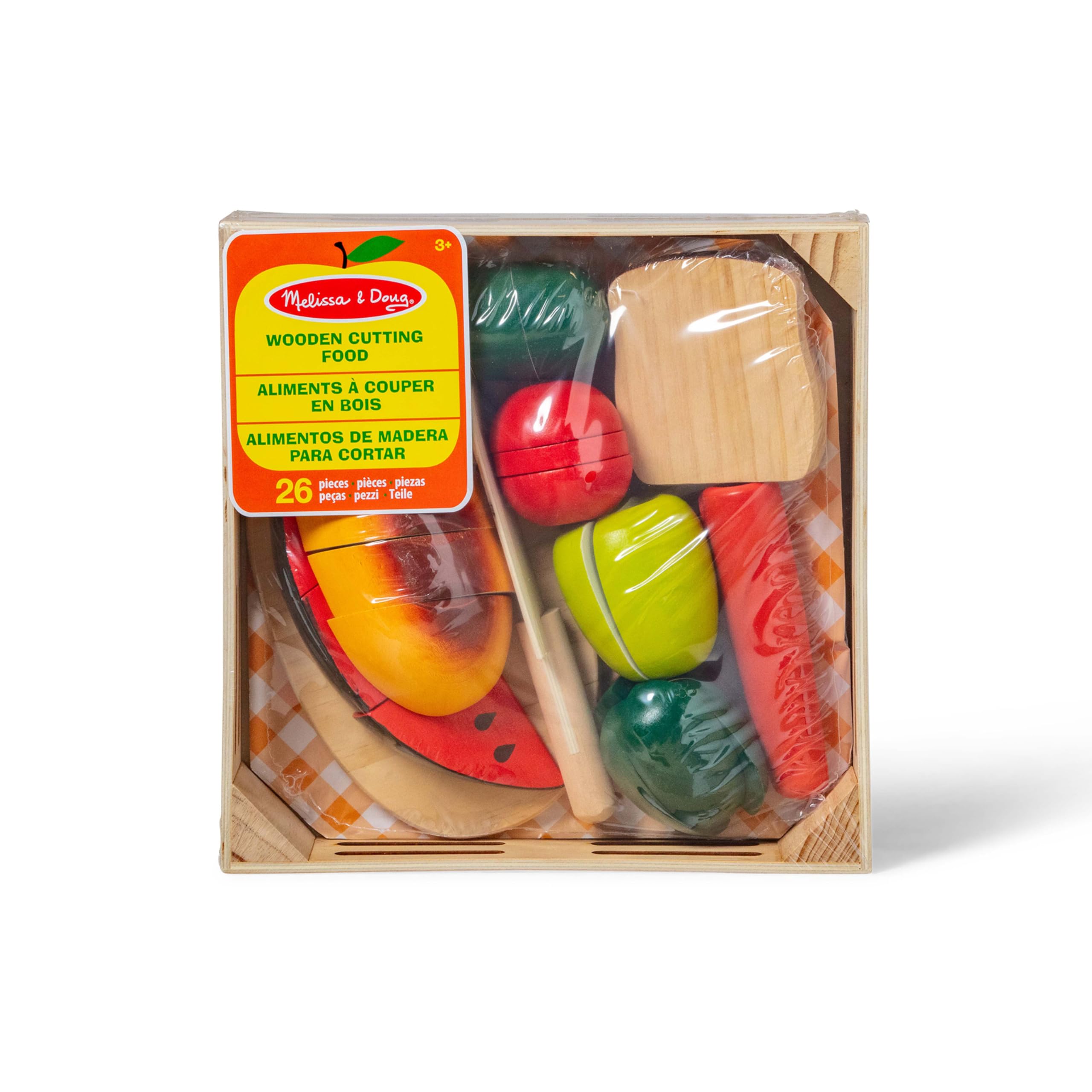 Melissa & Doug Cutting Food Play Food Set With Wooden Pieces, Knife, Cutting Board
