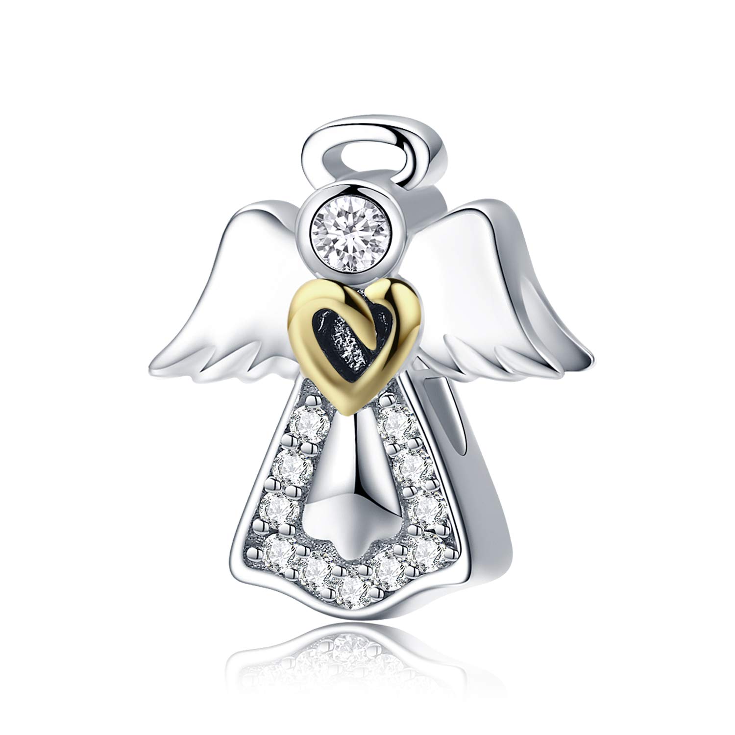 MallDou Jewelry Angel Wing Charm 18K Gold Plated Bead Charms for Charms Bracelet Necklace Christmas Gifts