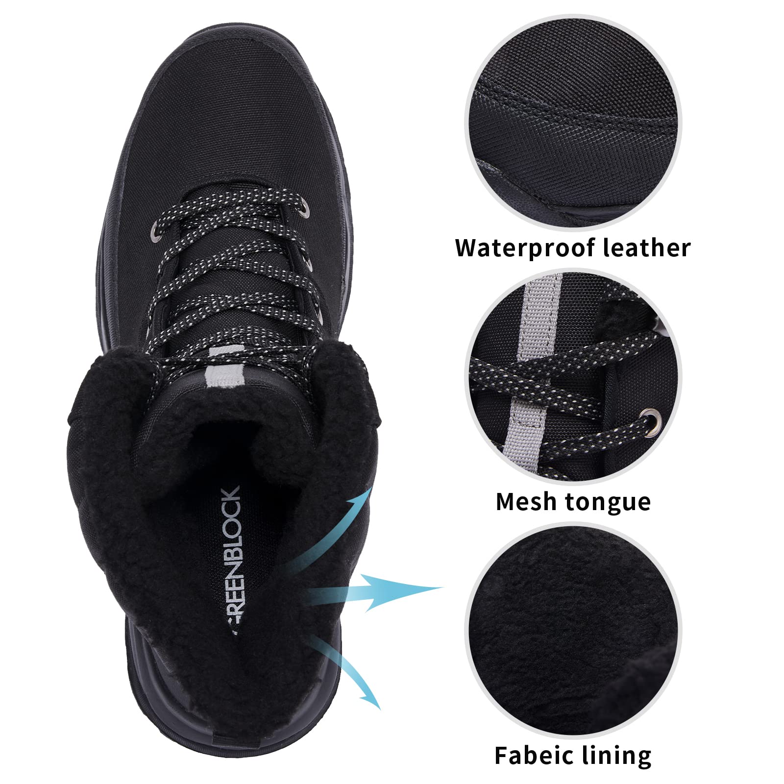 NS Hiking Boots-Men’s Waterproof Lightweight Outdoor Hiking Shoes Black
