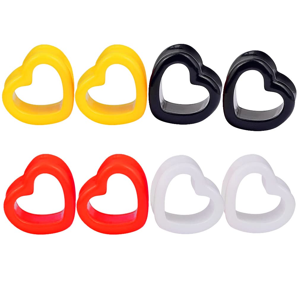 Stuppendux 4Pairs Acrylic Heart Shape Gauges For Ears Ear Tunnels Plugs Flesh Stretchers Expander 00g 10MM