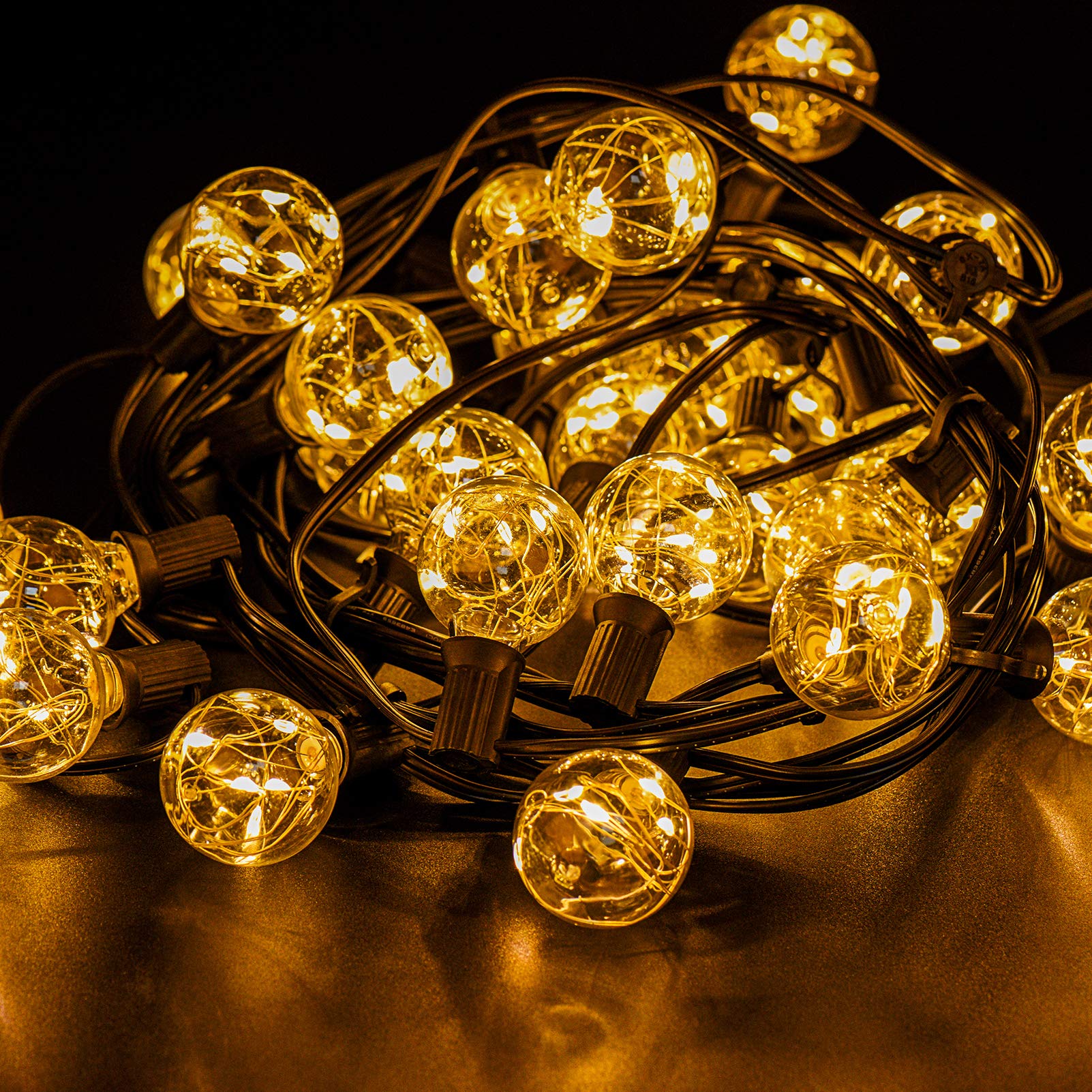 Newpow Outdoor String Lights LED 36ft with 33 Globe Bulbs Shatterproof Waterproof for Backyard Gazebo Porch Camper Indoor/Outdoor Decoration and Lighting Warm White 2700K