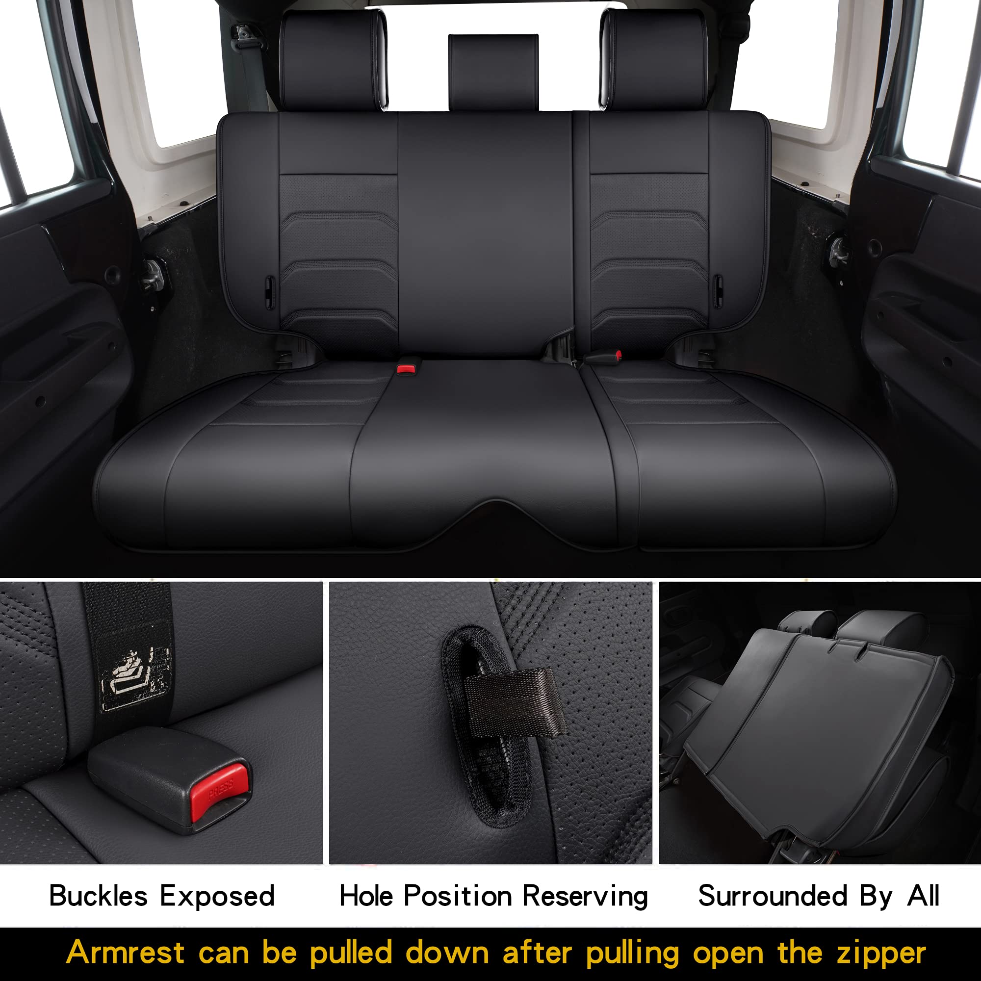 NS YOLO 2007-2017 Wrangler JK Custom Leather Seat Covers (2007-2010 Wrangler 4-Door, Black)