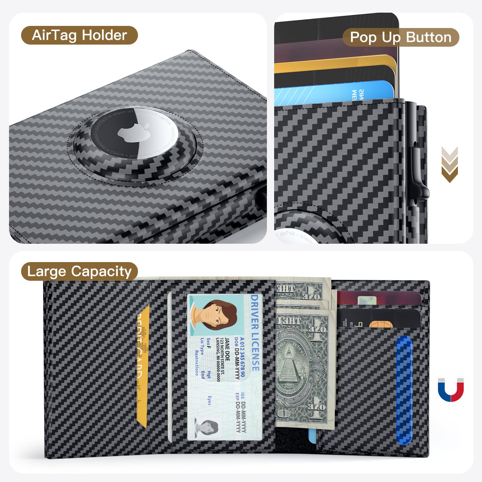 Men Wallet With AirTag Holder