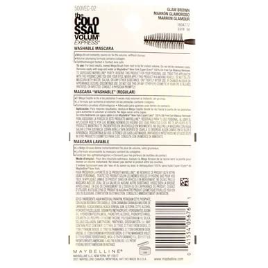Maybelline New York Volum' Express Colossal Washable Mascara, Glam Brown [232] 0.31 oz (Pack of 3)
