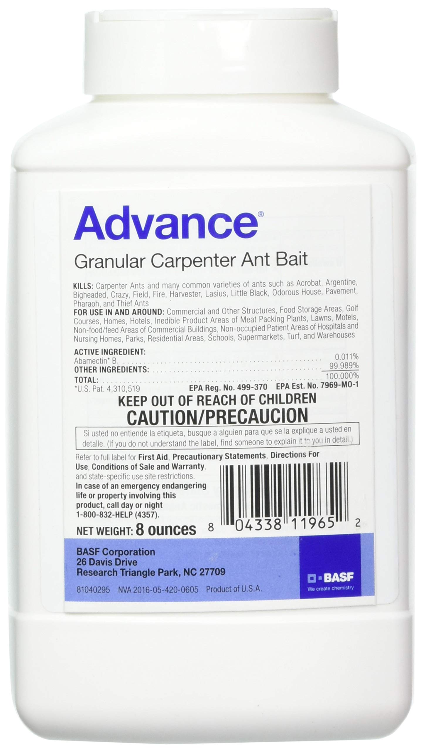 Maxforce Quantum 0.03% Imidacloprid Ant Control Liquid Bait with 10 Stations, 120 Gram Bottle and BASF - 396153 - Advance Carpenter Ant Bait - 8oz, White