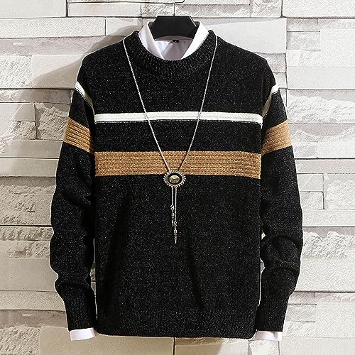 Mens Tops Fall Plus Size Fall Jacket White Sweatshirt Oversized Pullover Sweaters For Men Long Sleeve Sweater Fall Business Casual Clothes For Men Zip Up Sweaters For Men Z1005a-Black L