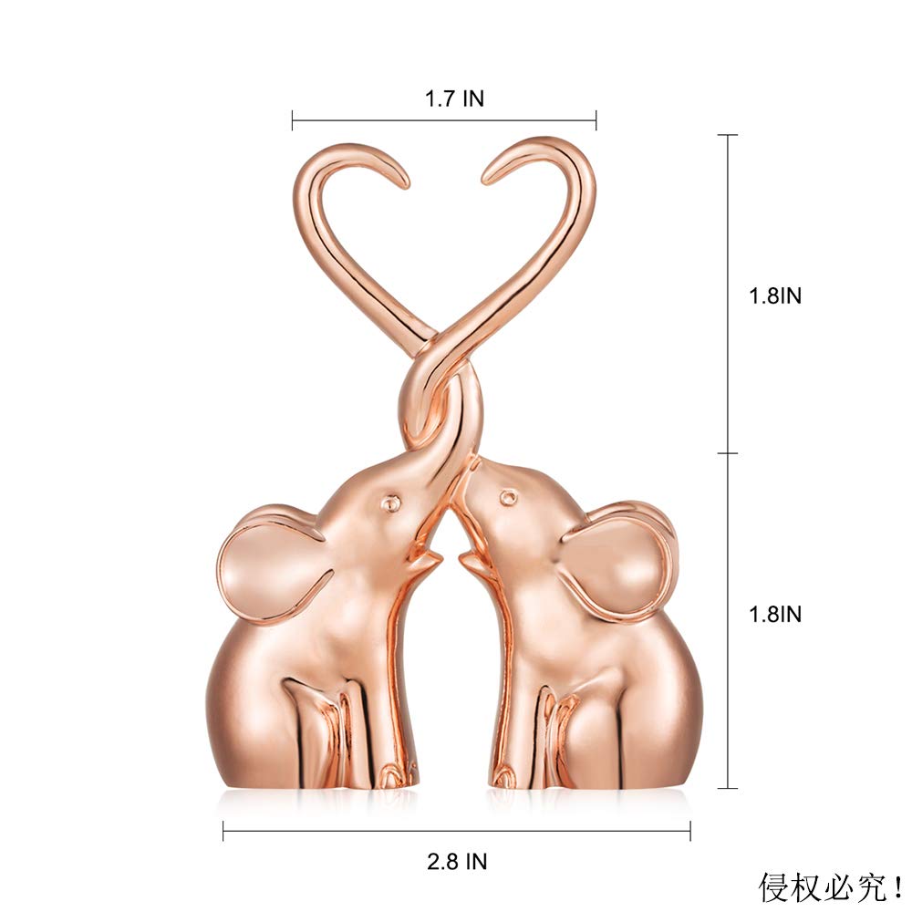 Star Miss River Two Piece Loving Elephants Wedding Ring Holder for Jewelry - Solid Metal