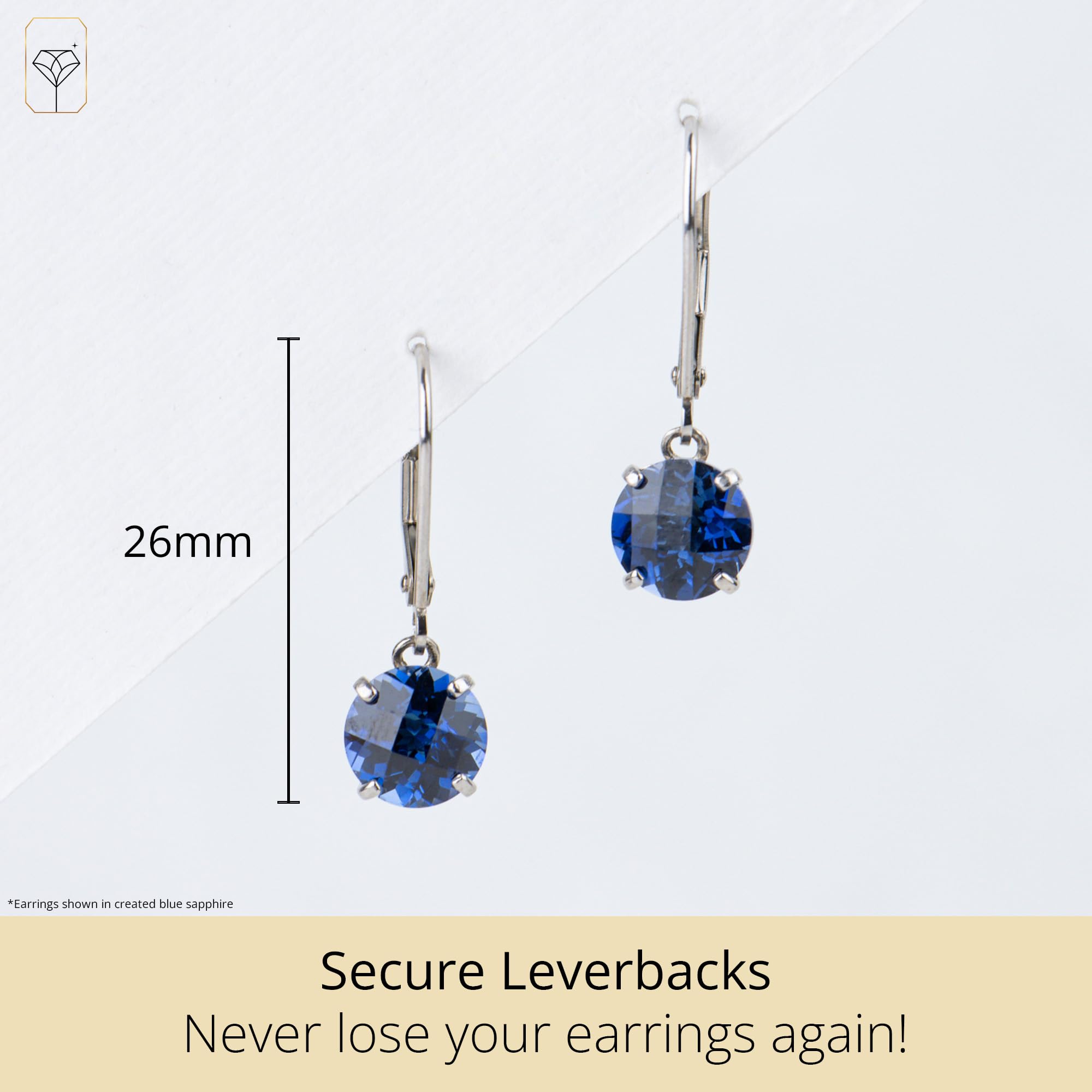 MAX + STONE 925 Sterling Silver 8mm Round March Birthstone Aquamarine Dangle Earrings for Women with Leverbacks