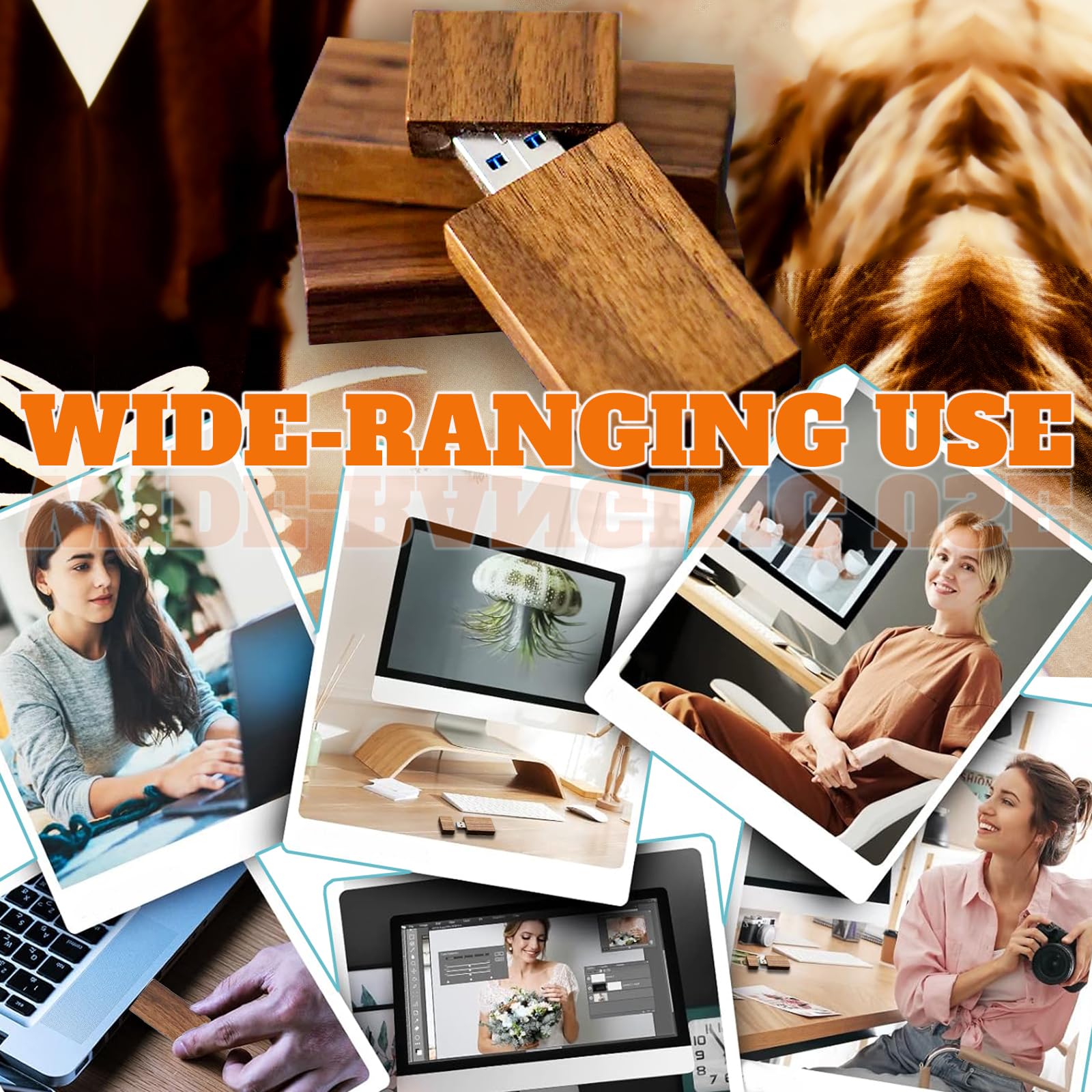 Wood Flash Drives 32GB Memory Stick TATMOHIK Wood USB Flash Drive High Speed USB 2.0 Wood USB Thumb Drive Bulk Jump Drives for Digital Date Storage,Zip Drive,USB Stick(1 Pack-Walnut Wood Shell