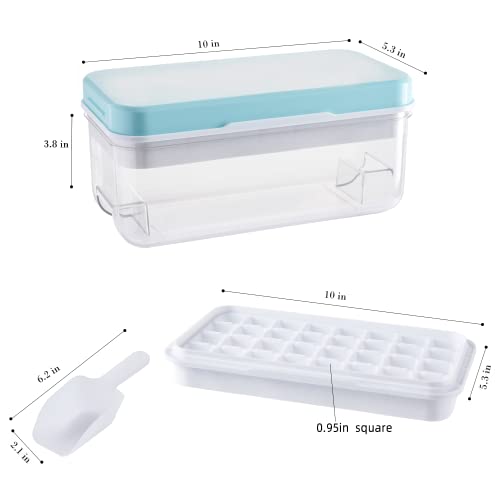 Silicone Ice Cube Tray with Lid and Bin for Freezer, Easy Release & Stackable, BPA Free, Small Ice Cube Tray Mold Making 64 Pieces for Cocktails, Whiskey, Chocolate Tea Coffee