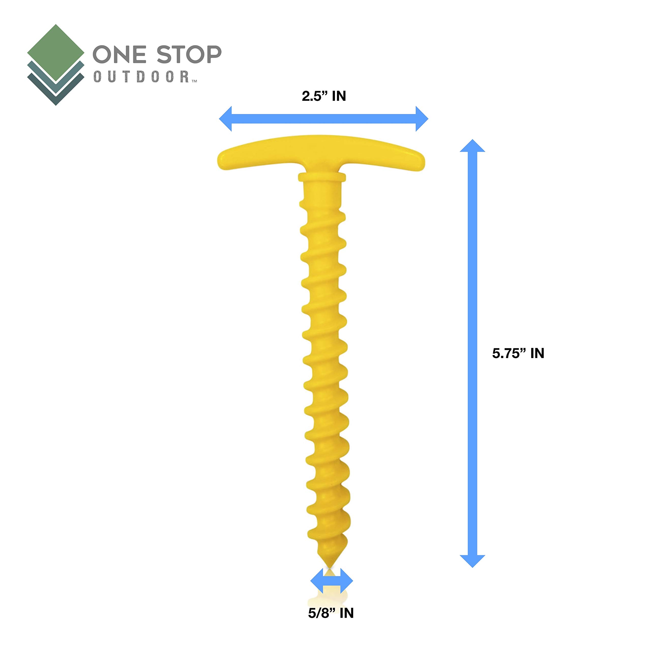 One Stop Outdoor (12-Pack) - 5.7" Heavy Duty Tent Pegs - Beach Tent Sand Anchor, Canopy Stakes, Screw In Ground Peg, Seasonal Yard Decor Securing Stake - Yellow (12)